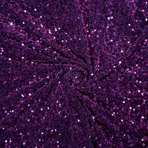 Purple Sequin Velvet Fabric: Stretch Violet Sequined Material - Etsy