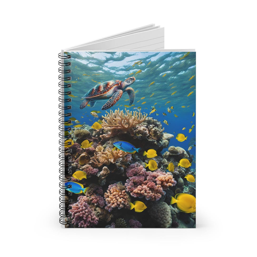Marine Life Notebook, Graceful Sea Turtle and Coral Reef Sketchbook for ...
