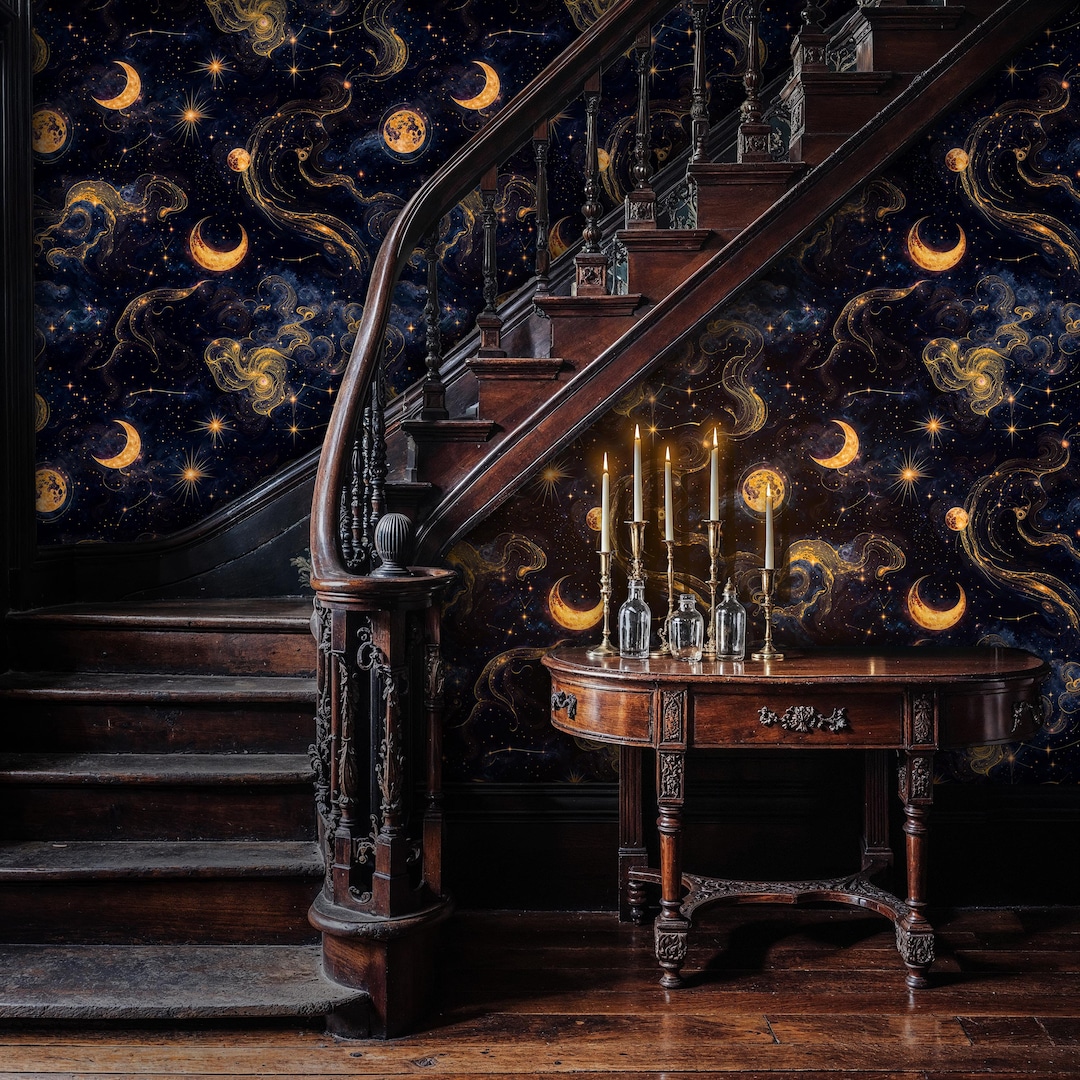 Navy Blue Constellation Wallpaper, Navy Starry Night Peel and Stick ...