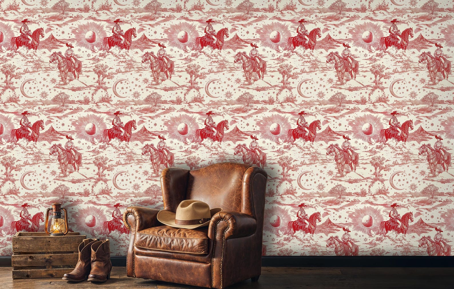 Celestial Western Peel and Stick Wallpaper, Horseback Riding Wallpaper ...