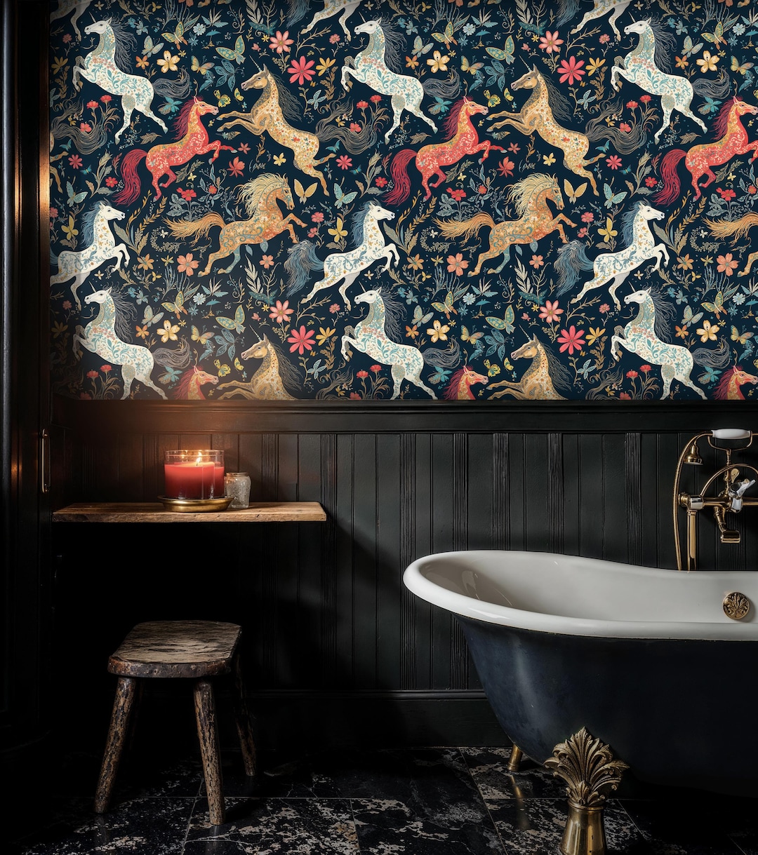 Mythical Creatures Wallpaper With Butterflies, Weird Medieval Peel and ...