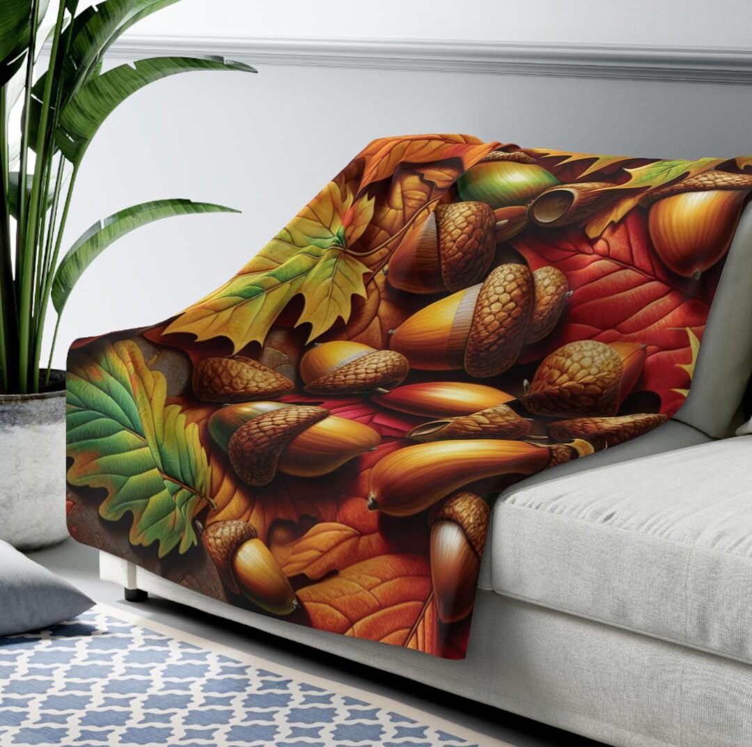 Autumn Leaves Sherpa Fleece Throw Blanket: Rustic Fall Decor - Etsy