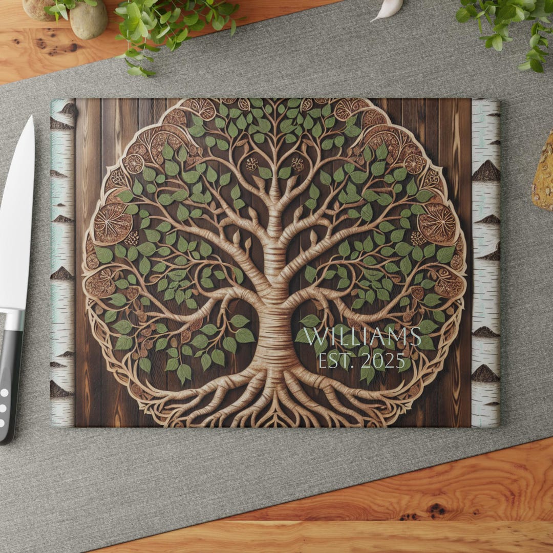 Personalized Woodsy Tree of Life Cutting Board - Couples Gifts Kitchen ...