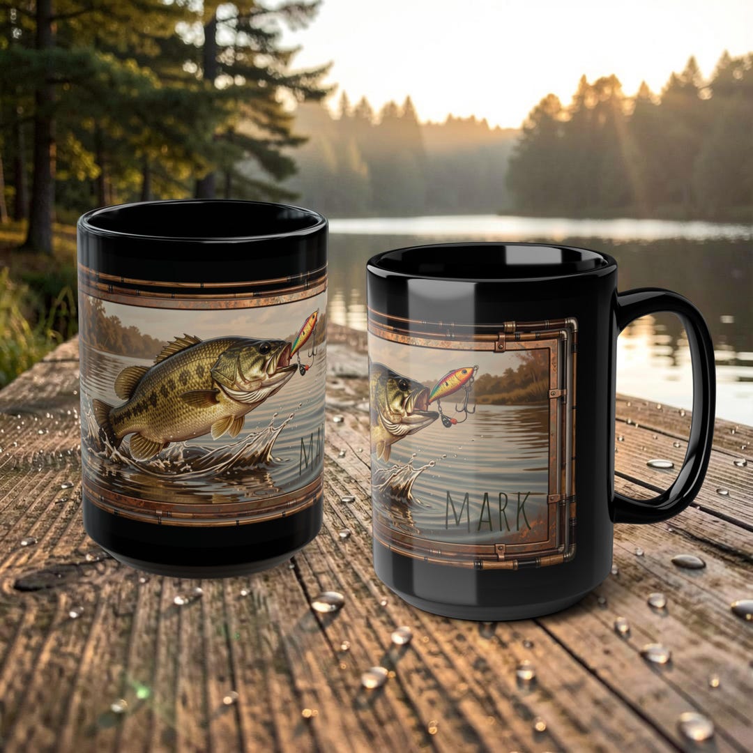 Personalized Bass Fishing Mug – Custom Fisherman Coffee Cup – Gift for ...