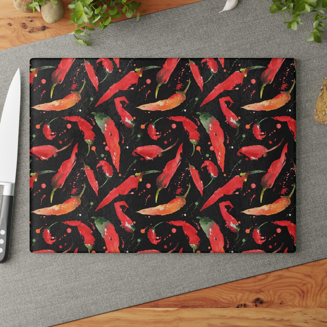Chili Pepper Tempered Glass Cutting Board: Southwest Kitchen Decor - Etsy