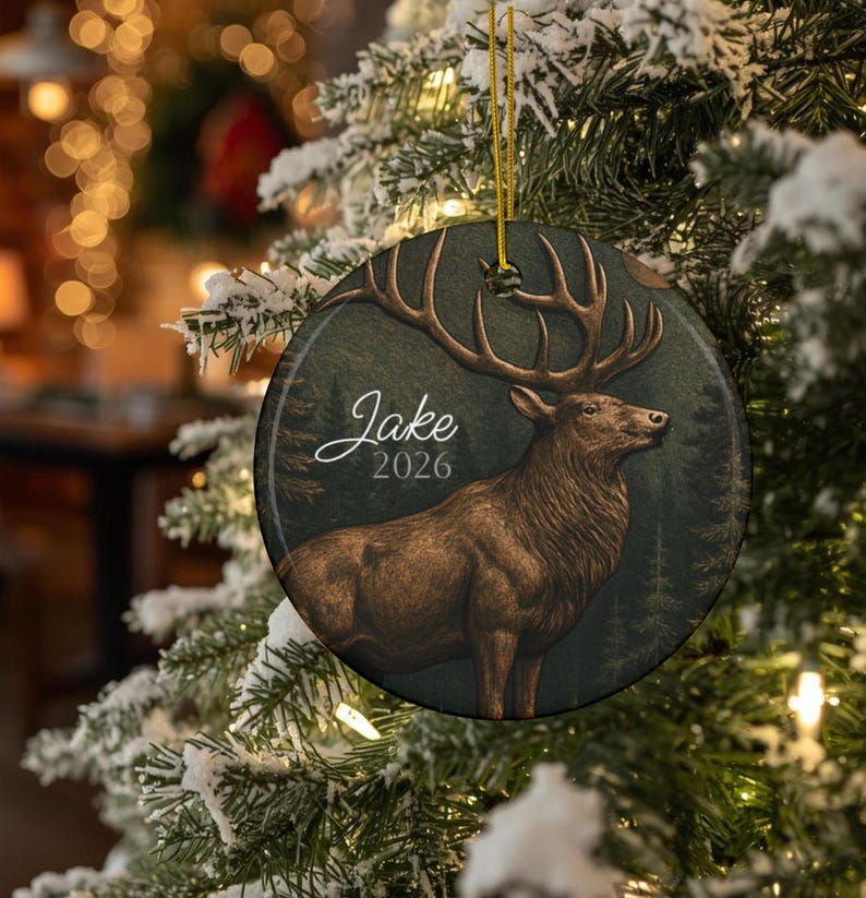 Personalized Christmas Elk Ornament | Gift for Hunters - Etsy