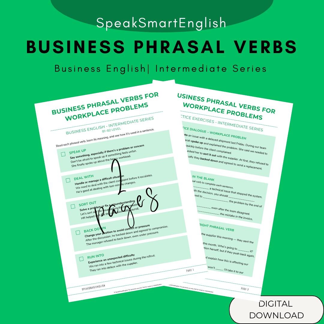 Business Phrasal Verbs for Workplace Problems | Intermediate ESL PDF ...
