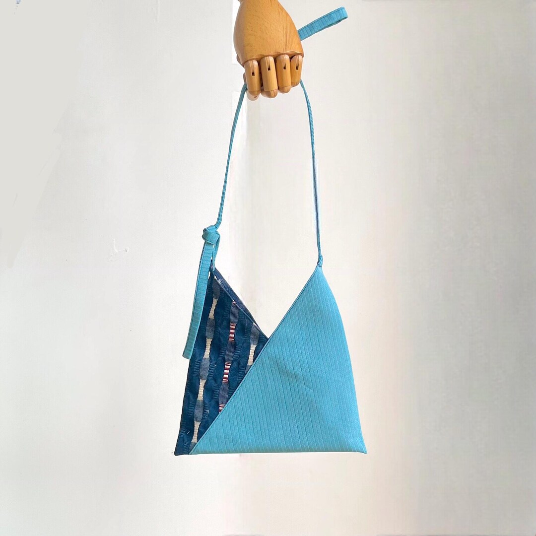 Azuma Bukuro Shoulder Bag – Japanese Vintage Obi Remake, Blue Mini ...