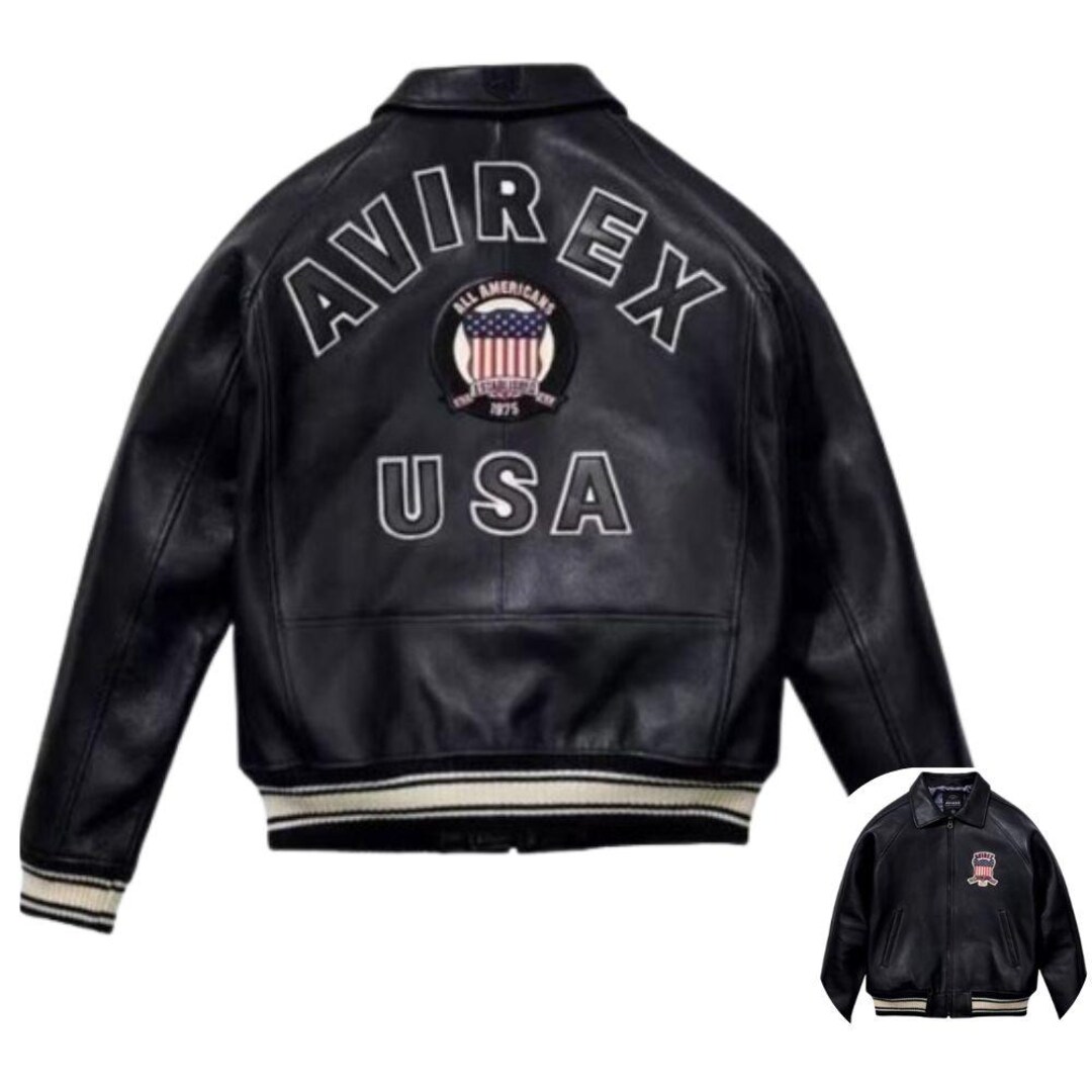 New Style Avirex Bomber Leather Jacket for Men Black Avirex Bomber ...