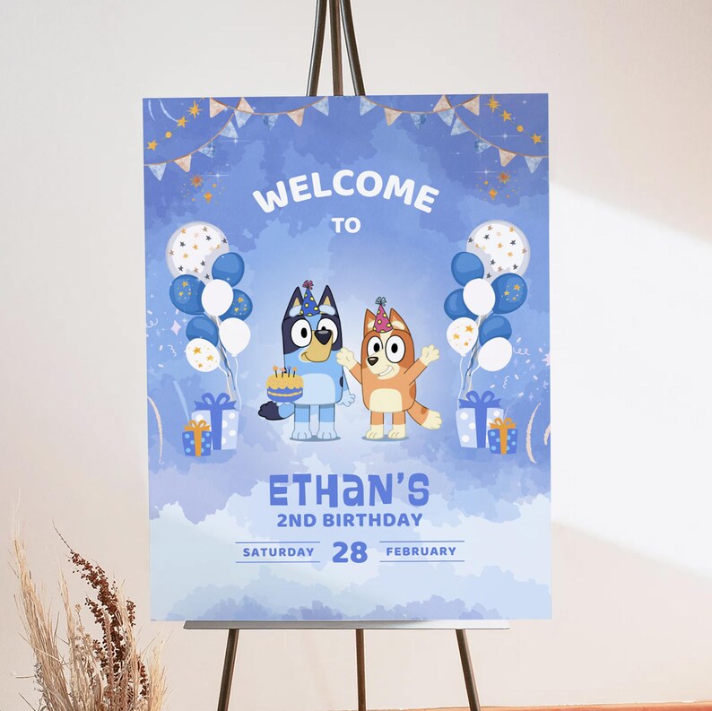 Bluey Welcome Sign Birthday, Bluey Birthday Party, Girl Boy Birthday ...