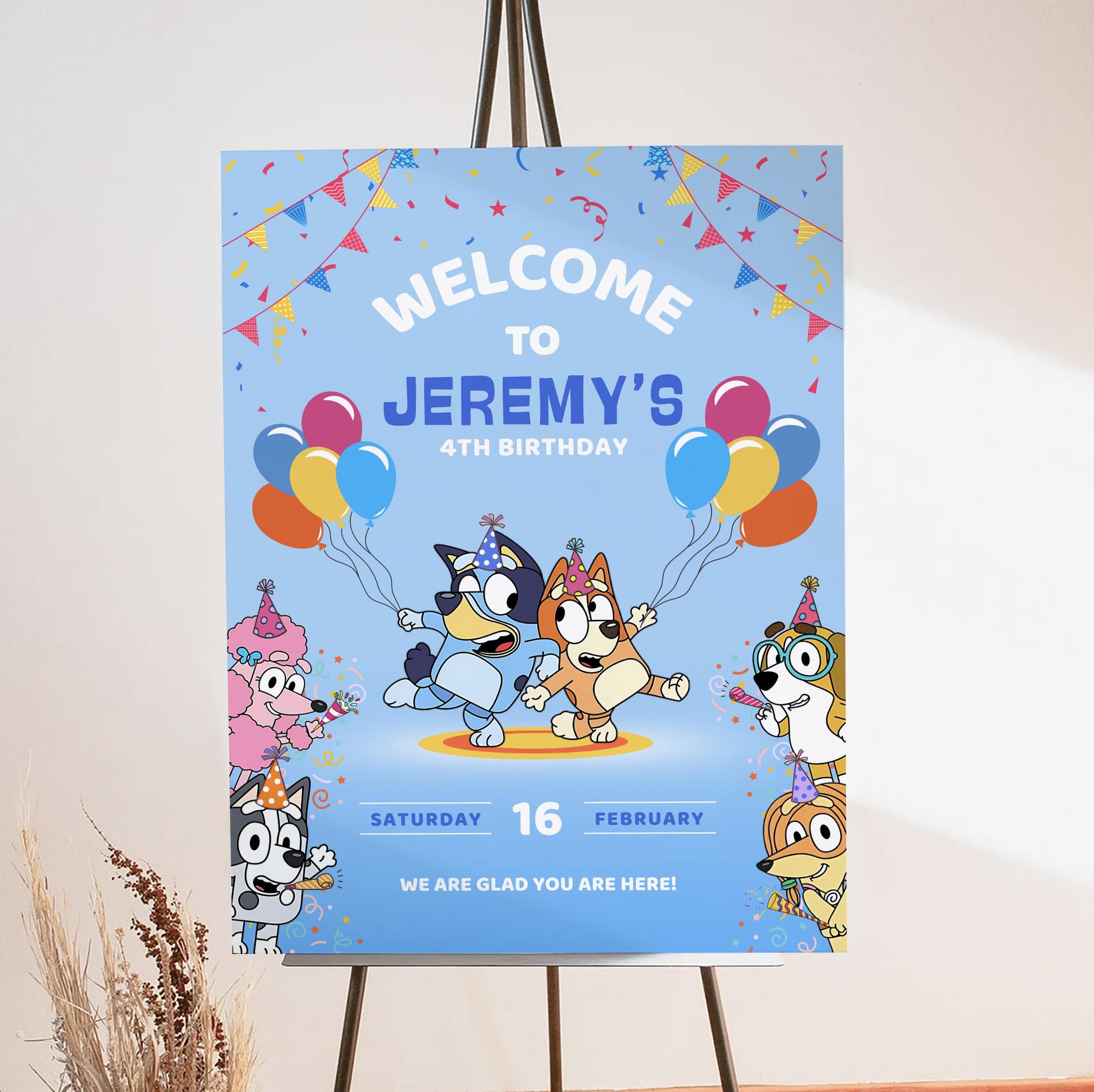 Bluey Welcome Sign Birthday, Bluey Birthday Party, Boy Birthday Invite ...