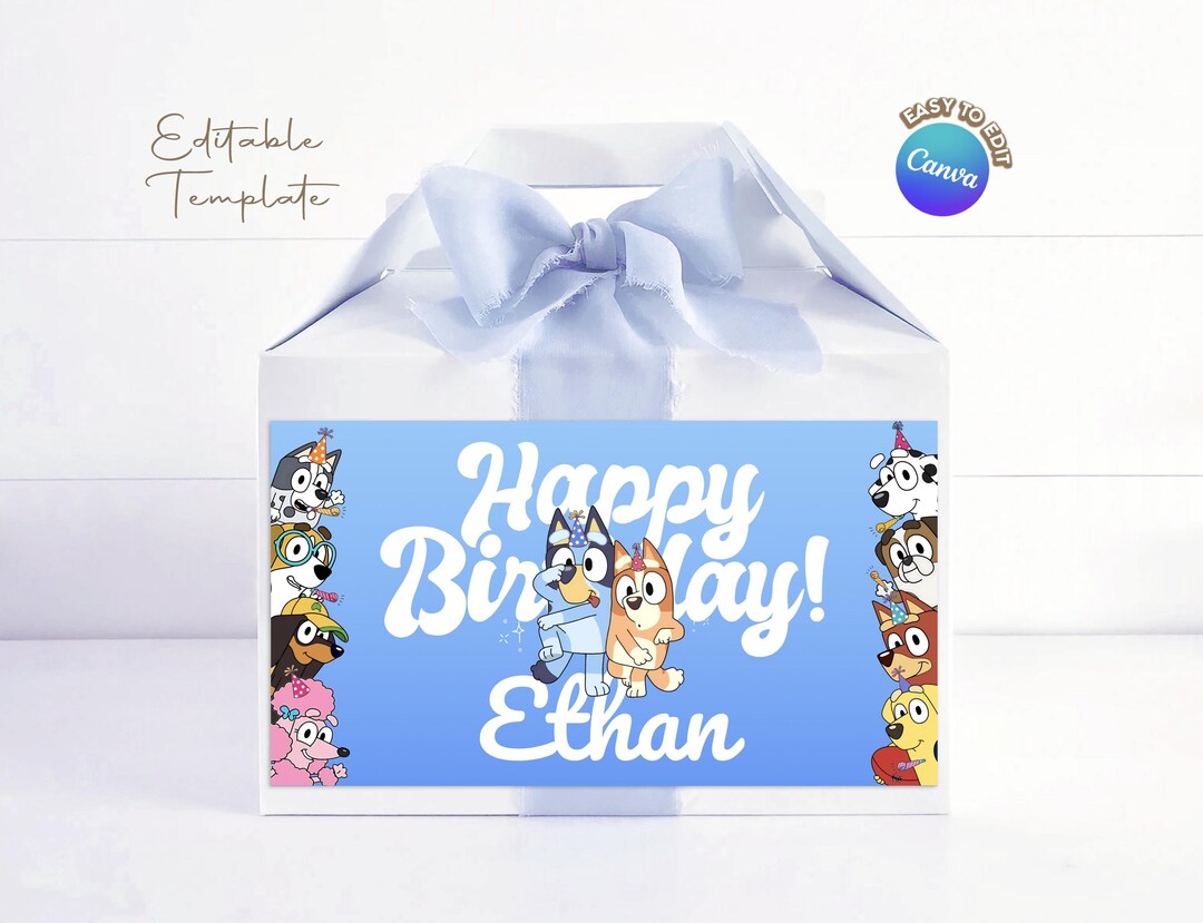 Bluey Gabble Box Label, Bluey Snack Box Label, Bluey Blue Label, Bluey ...