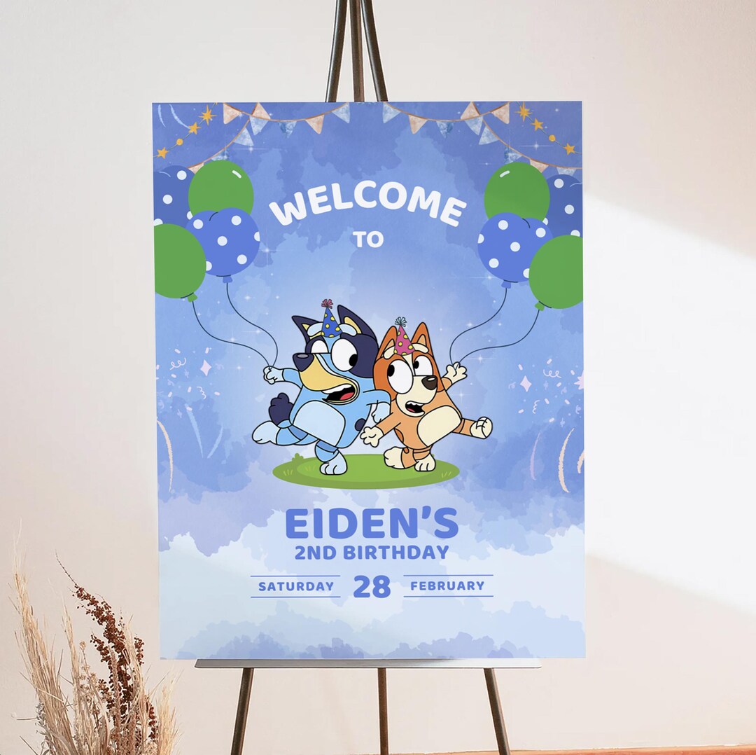 Bluey Welcome Sign Birthday, Bluey Birthday Party, Girl Boy Birthday ...