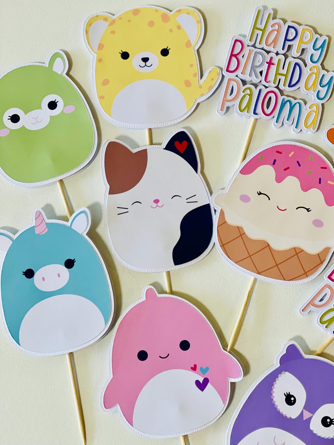 Squishmallow Birthday Cupcake Toppers: Custom Party Decorations, Set of ...