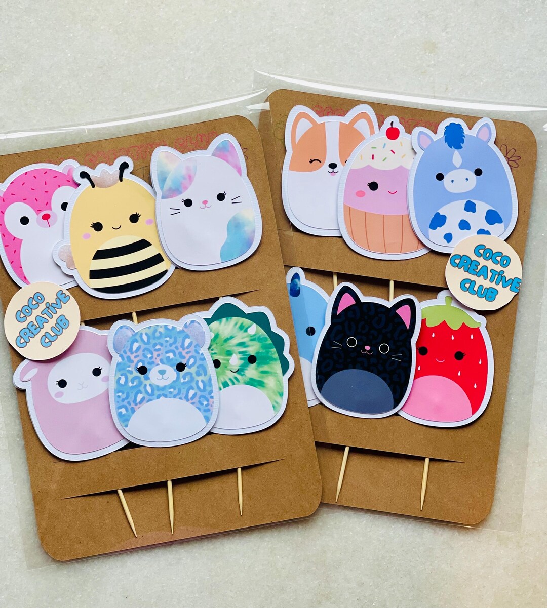 Squishmallow, Cupcake Toppers, Set of 12 ,made to Order, Party,birthday ...