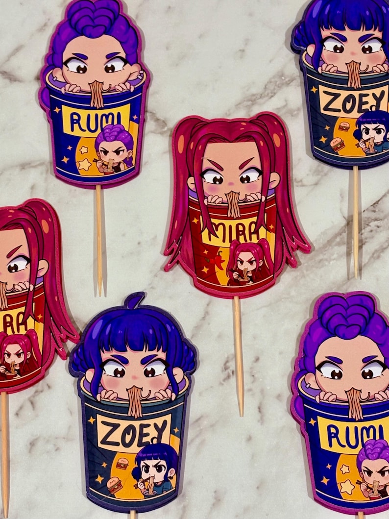 KPOP Noodle Cup Cupcake Toppers, Birthday Party Decor (set of 6) - Etsy