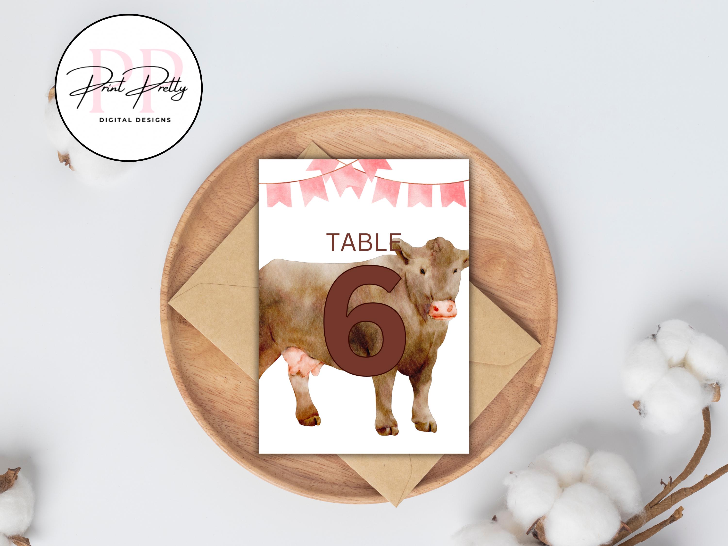 Farm Animals Table Number Cards – Barnyard Party Decor (printable ...