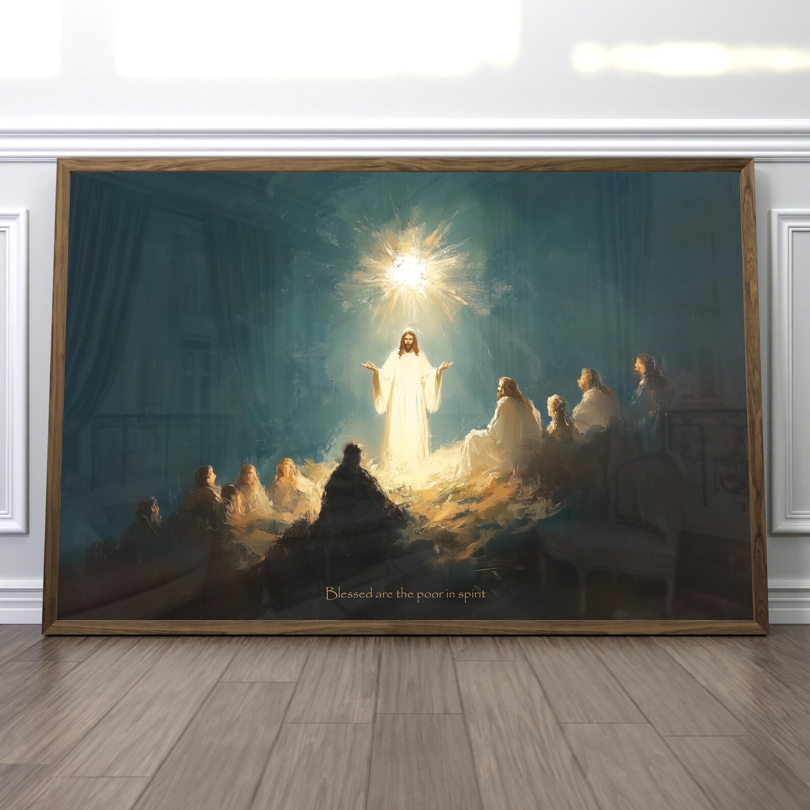 Blessed Are the Poor in Spirit, Jesus Sermon on Mount Beatitudes Art ...