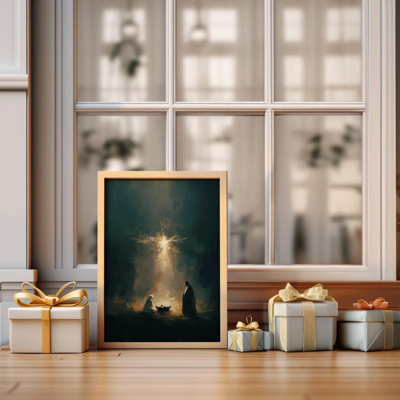 Impressionistic Nativity Scene Art: Holy Family Christmas Print ...