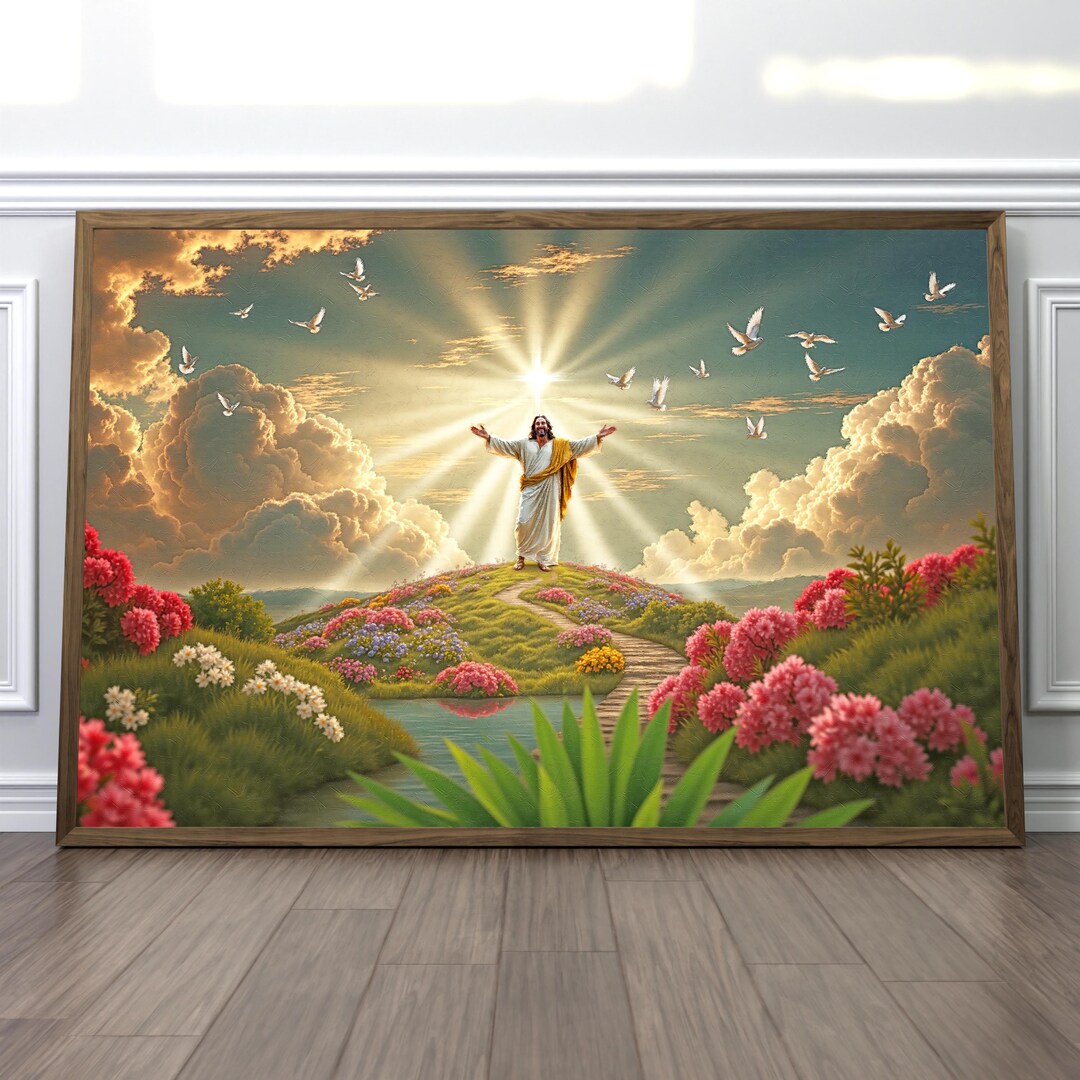 Jesus Welcoming Soul Giclée Print: Christian Paradise Garden Art - Etsy