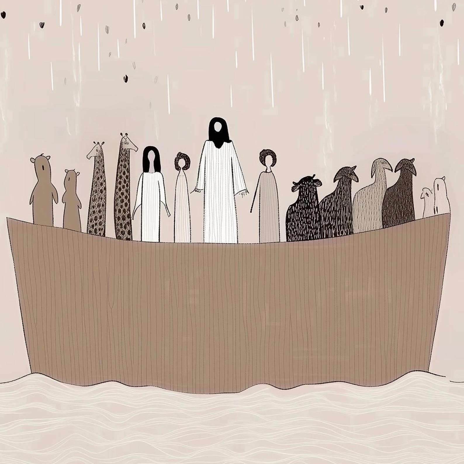 Noah's Ark Print: Minimalist Bible Story Art, Nursery Decor - Etsy