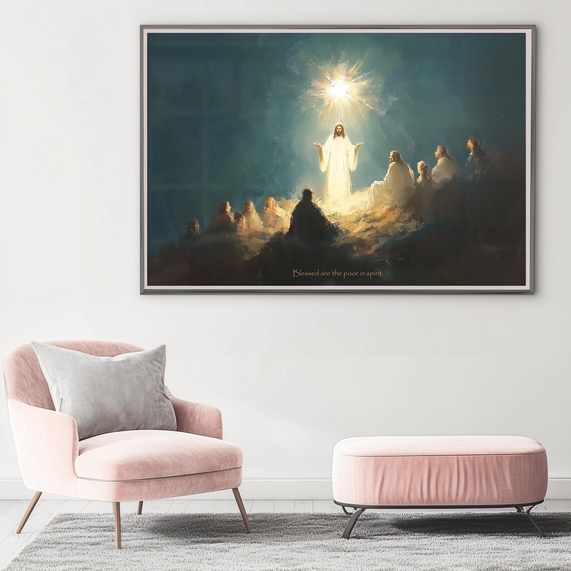Blessed Are the Poor in Spirit, Jesus Sermon on Mount Beatitudes Art ...