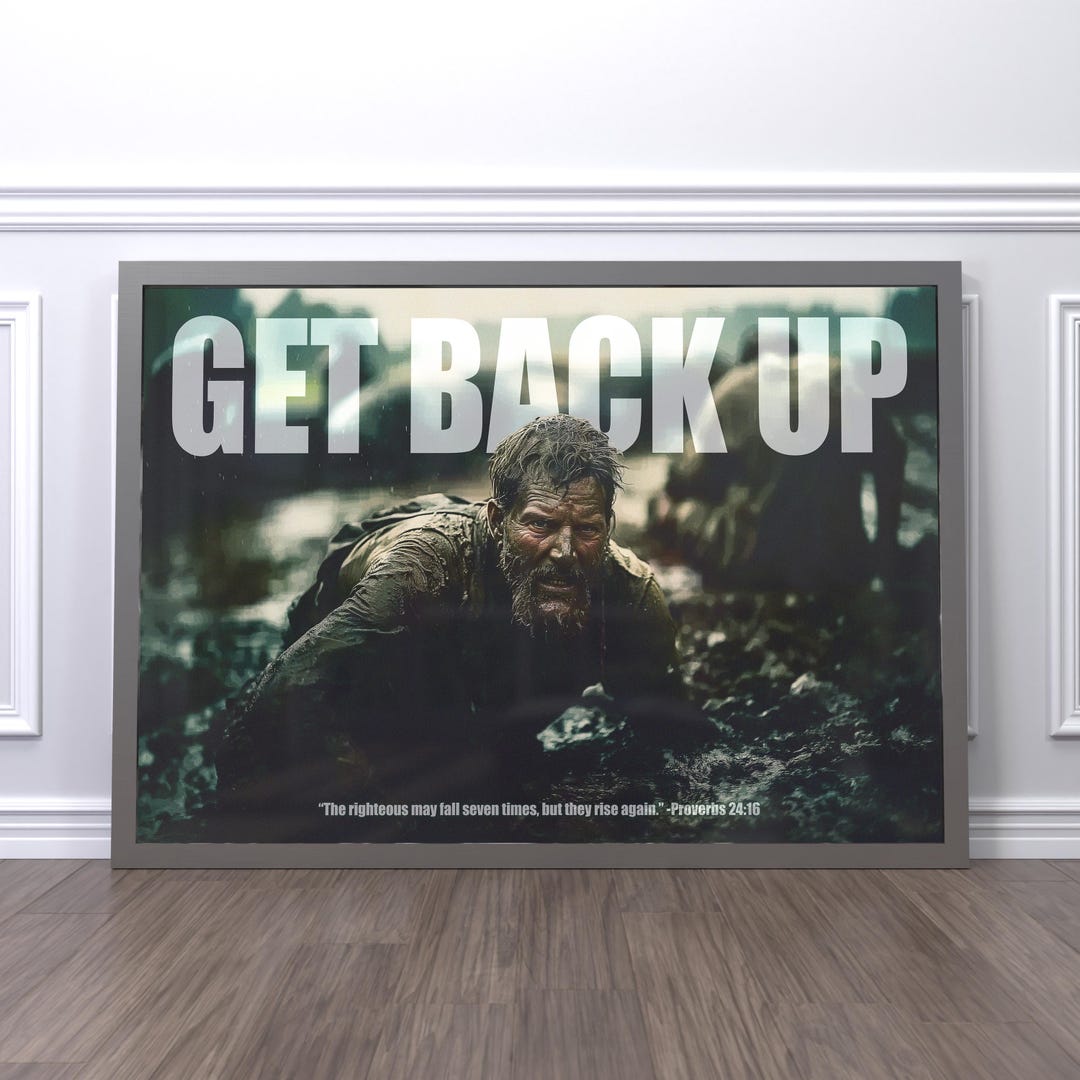 Motivational Poster, Get Back up Art Print for Home Gym or Office ...