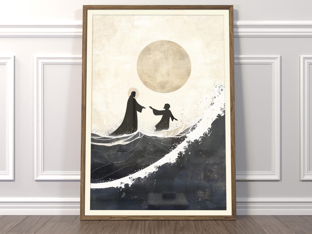 Jesus Saves Peter Art Print, Christian Wall Decor - Etsy