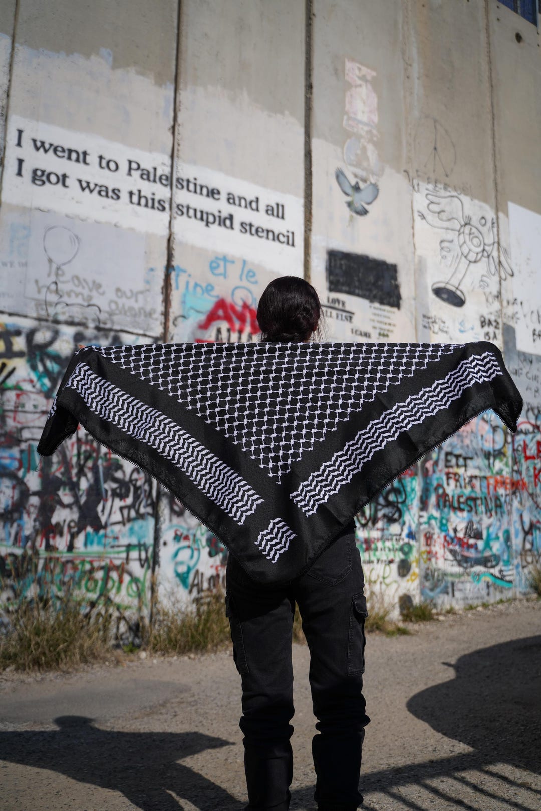 Original Kufiya Black Edition From Palestine | White Stitching ...