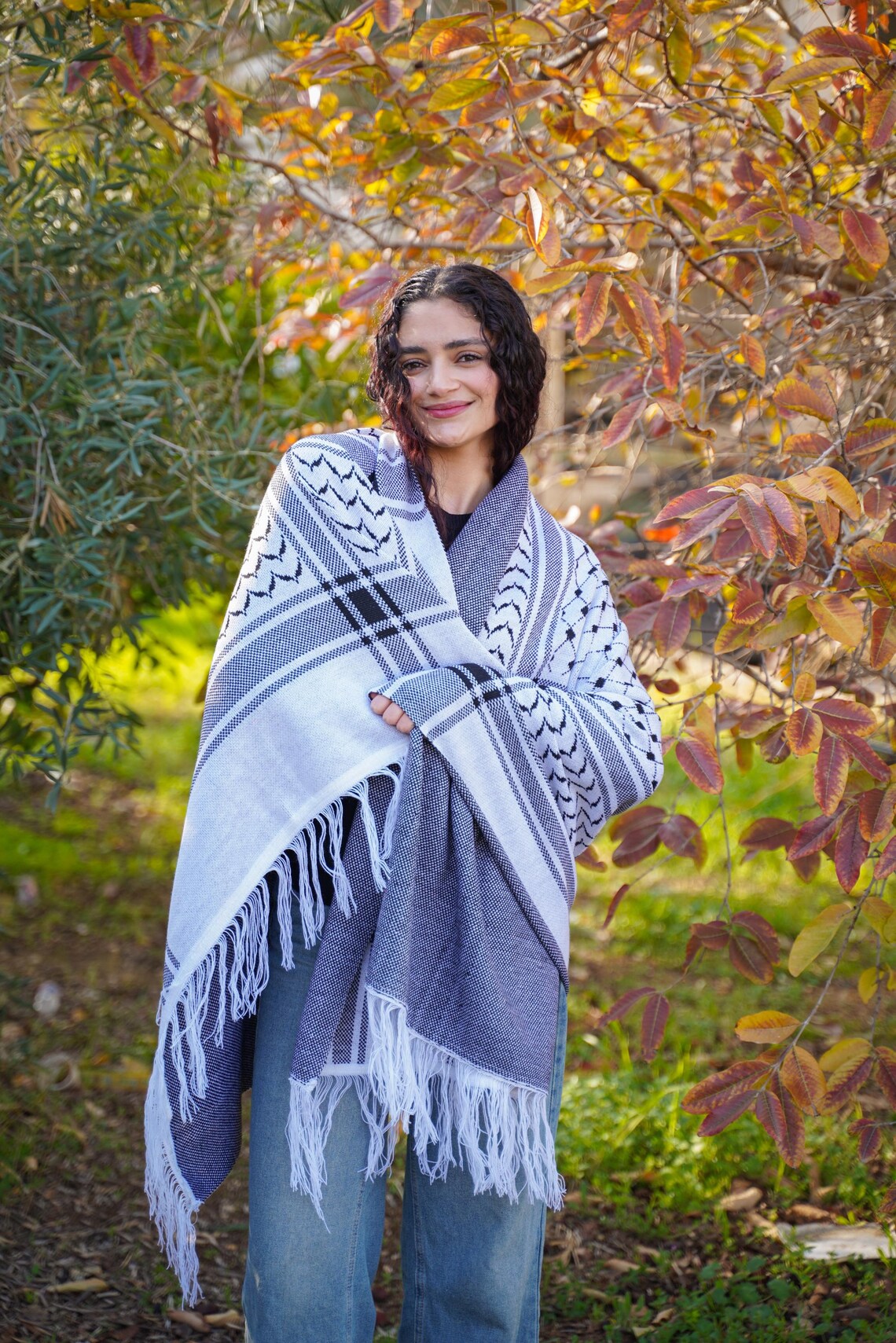 Original XL Kufiya Scarf From Palestine | Cuddly Soft, Handcrafted in ...