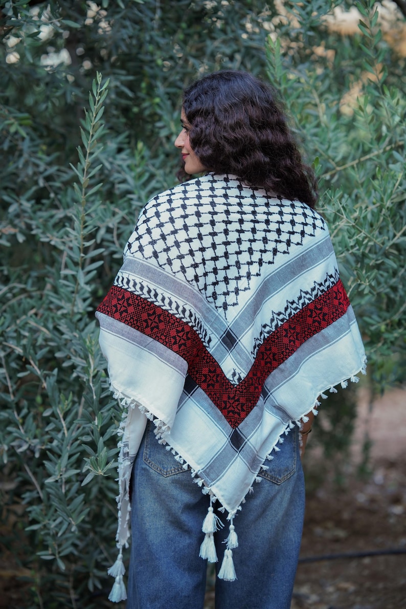 Original Kufiya From Palestine | Classic Tatreez Design | Handmade in ...