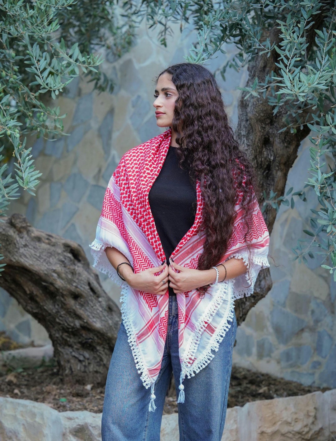Original Kufiya From Palestine | Red-white | Kuffeyeh, Kufiya, Hatta ...
