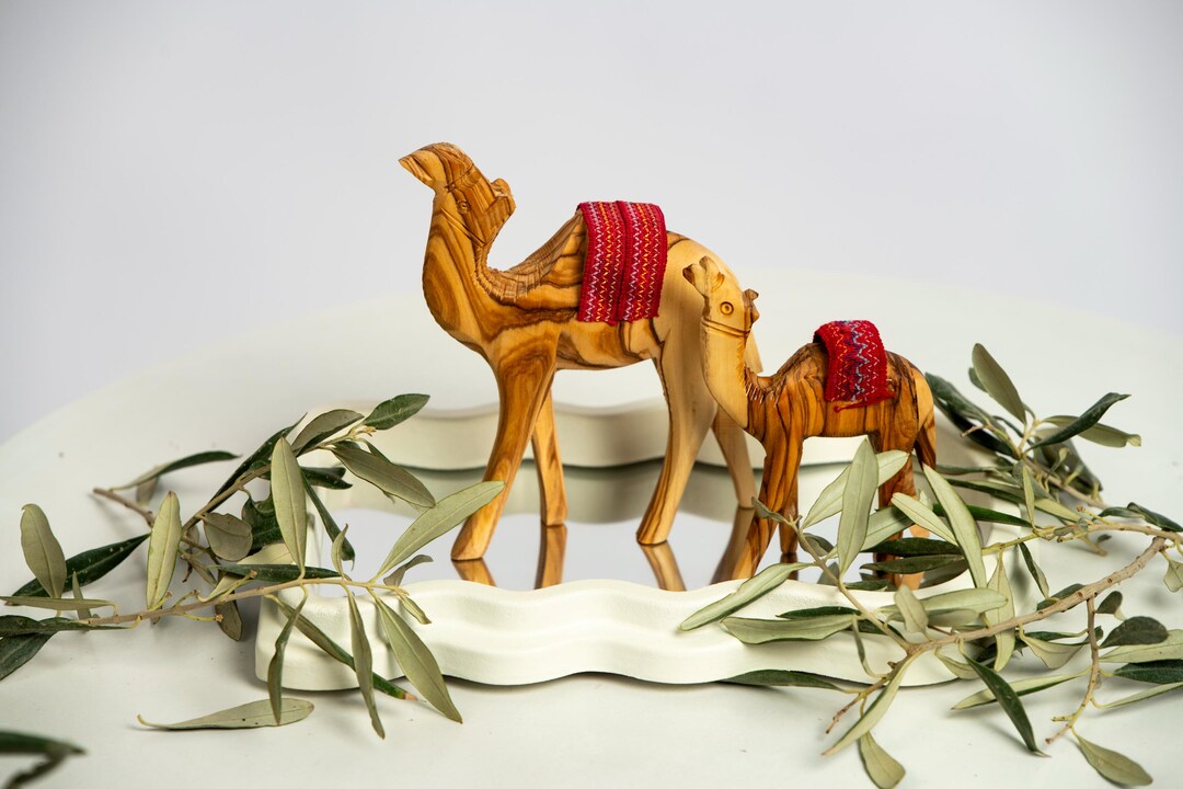 Handcrafted Olive Wood Camels | 2 Piece Set From Bethlehem Palestine ...