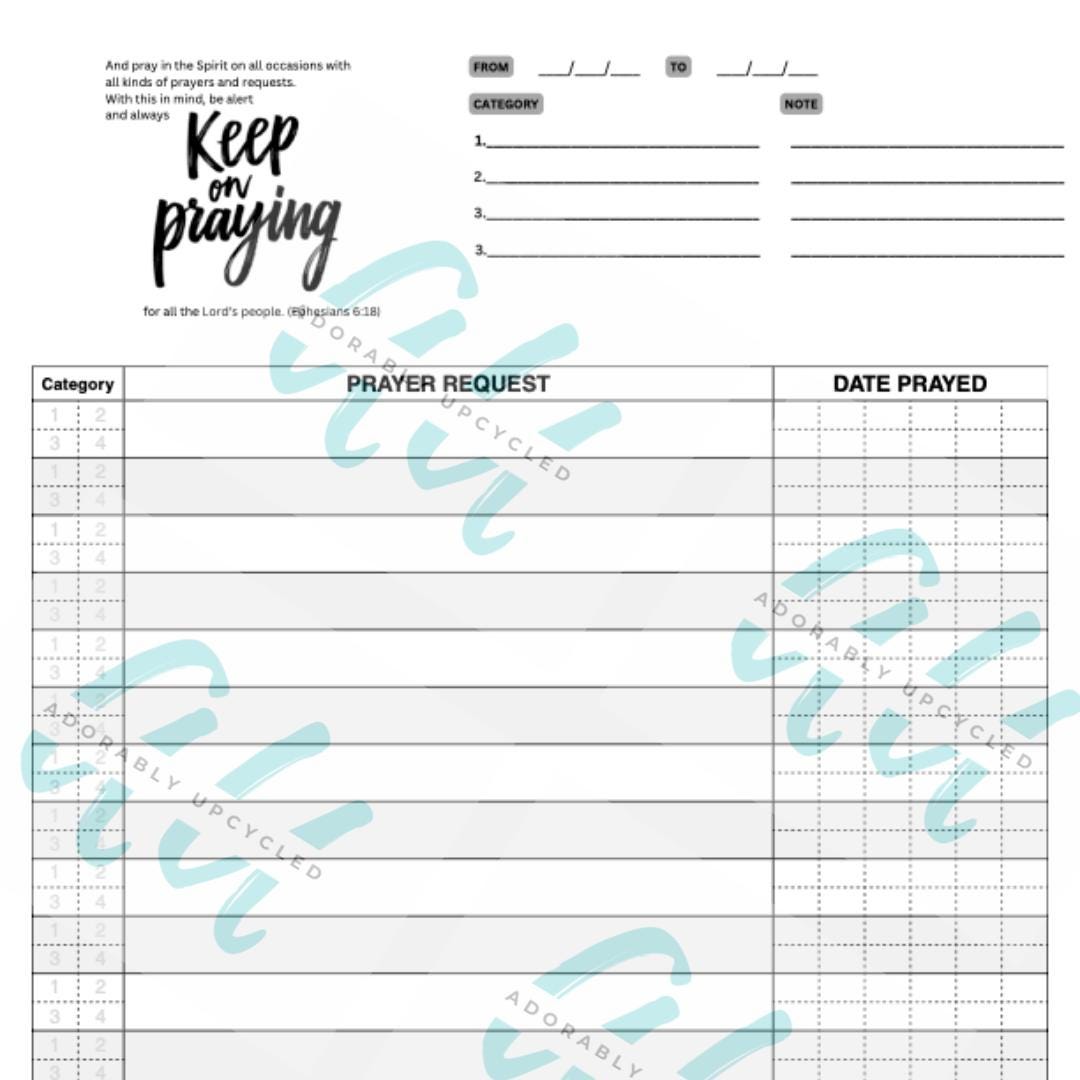 Printable Prayer Tracker for Repeating Prayer Requests - Etsy