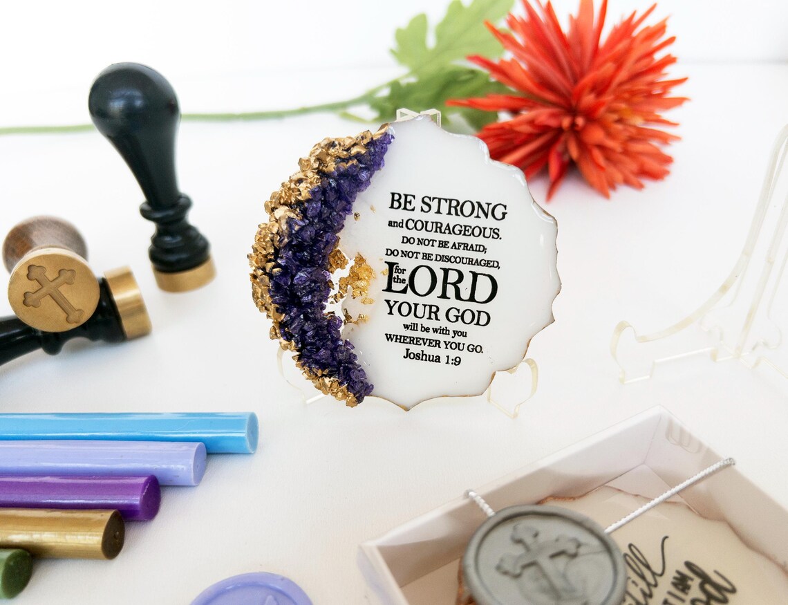 Personalized Christian Keepsake Gift: Bible Verse Epoxy Stand ...