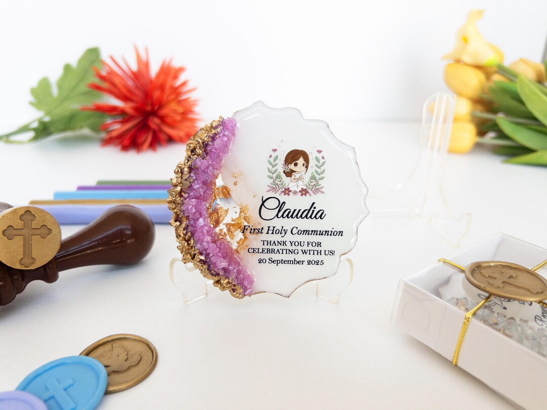 Personalized Resin Christening Favor: Catholic Keepsake With Acrylic ...