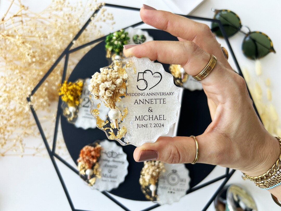 Personalized Anniversary Magnet Favors: Resin Keepsake Gifts - Etsy