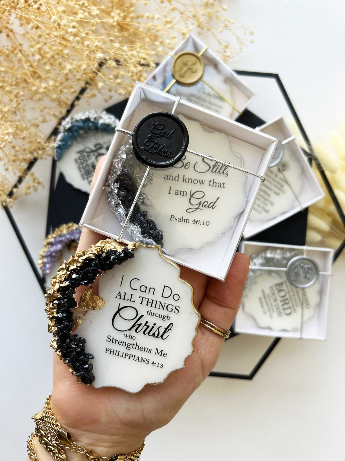 Epoxy Resin Christian Magnet Favors: Bible Verse Keepsake, Religious ...