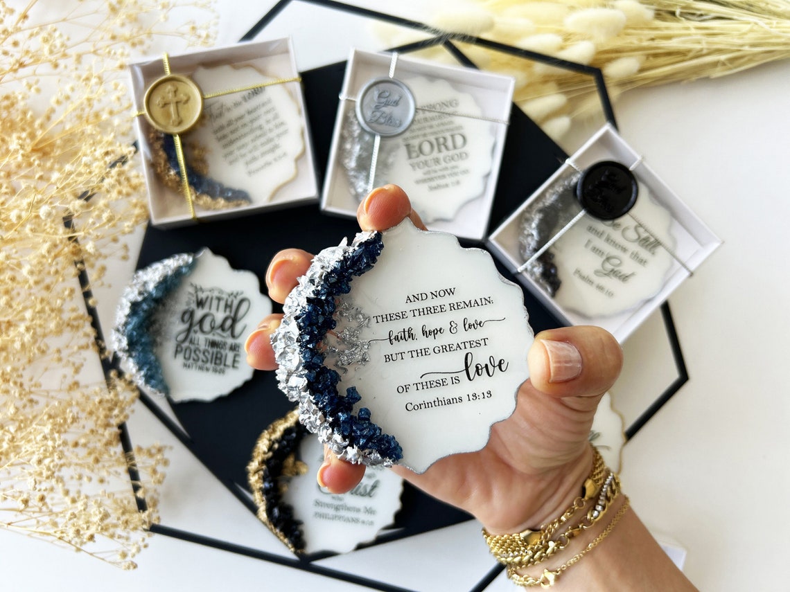 Epoxy Resin Christian Magnet Favors: Bible Verse Keepsake, Religious ...