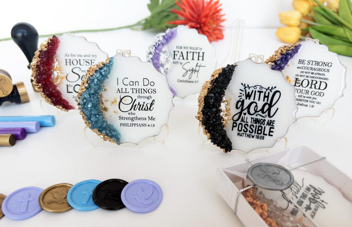 Personalized Christian Keepsake Gift: Bible Verse Epoxy Stand ...