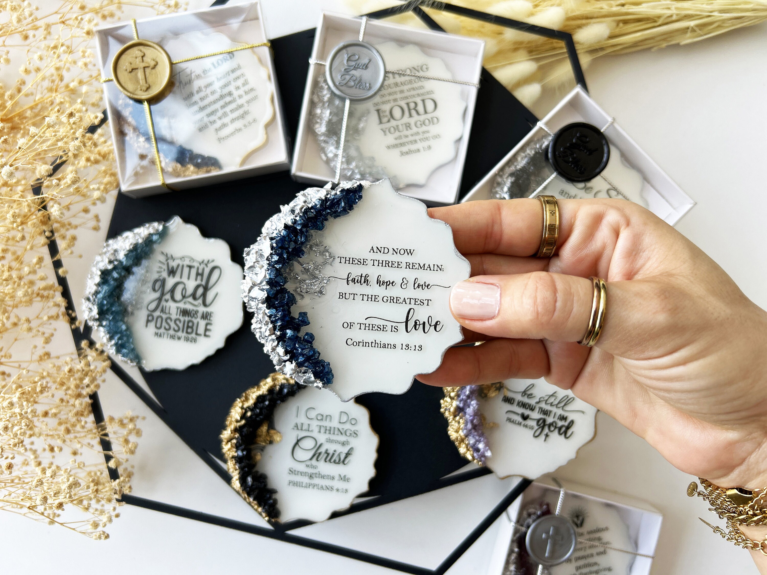 Epoxy Resin Christian Magnet Favors: Bible Verse Keepsake, Religious ...