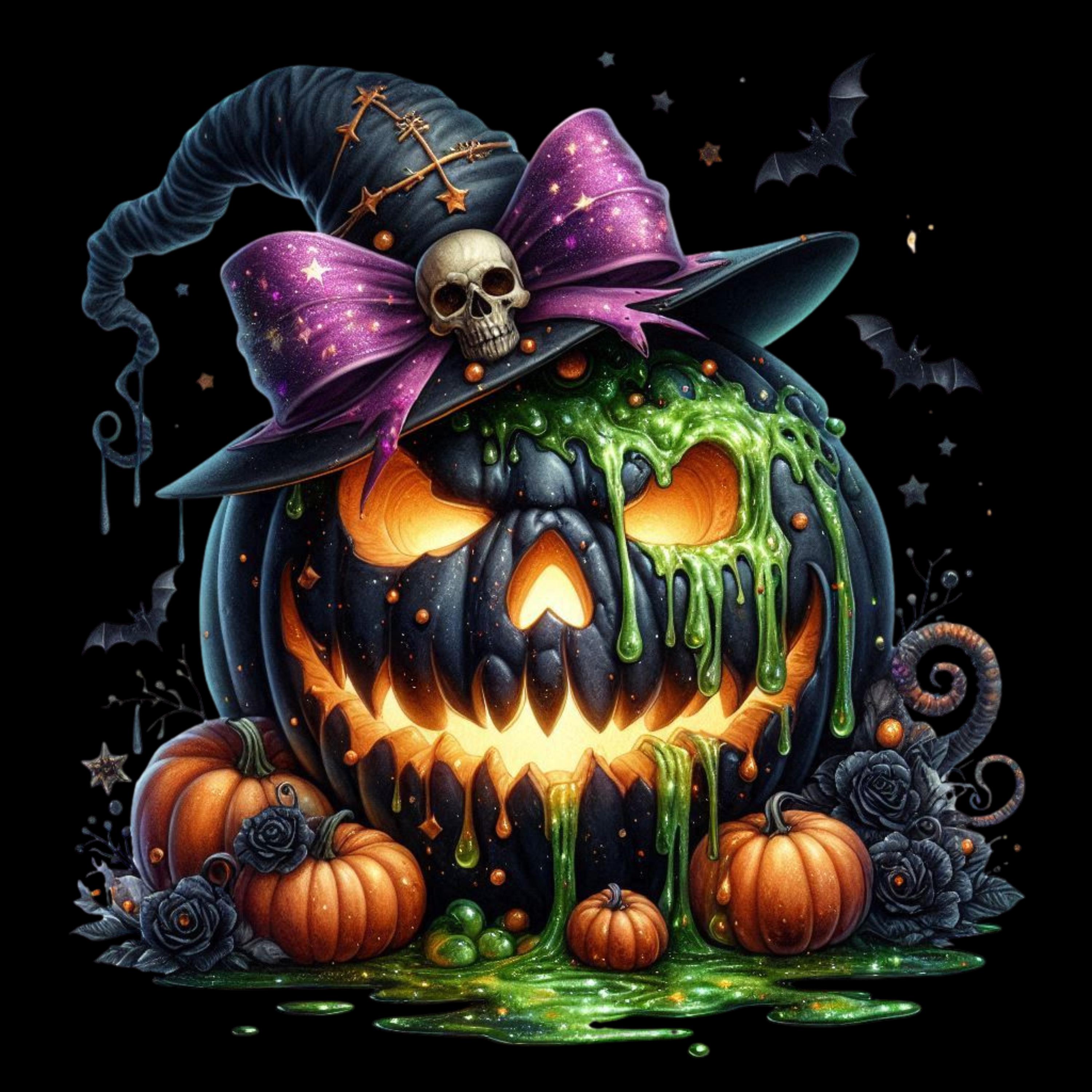 Watercolor Horror Pumpkin Clipart: Spooky Halloween PNG Bundle ...