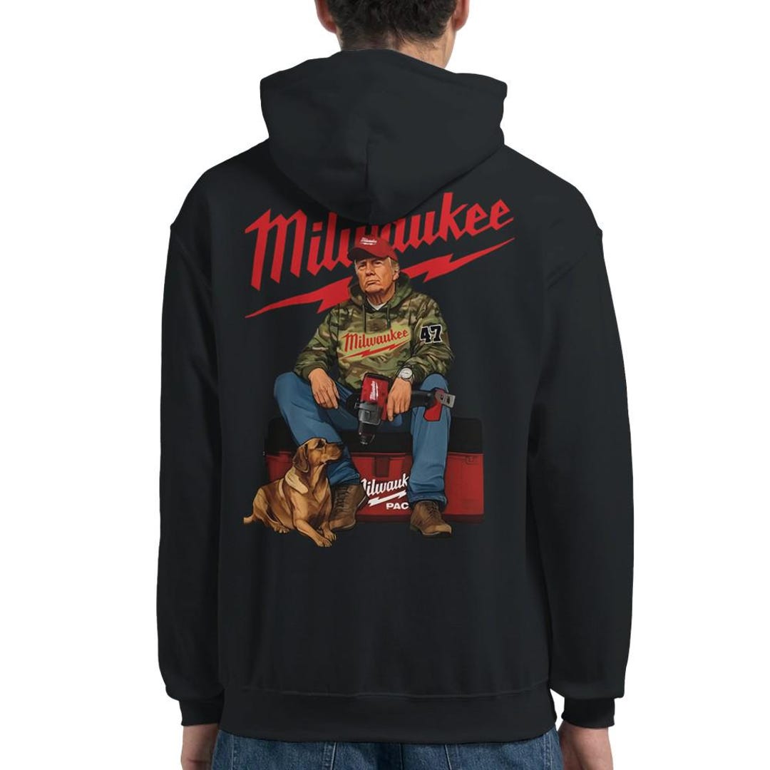 Donald Trump Posing Milwaukee Tools With Their Company Logo in Back ...