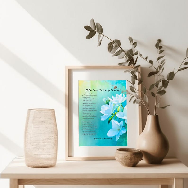 Reflections on a Leaf Floating | Instant Download | Elegant Poetry Art ...