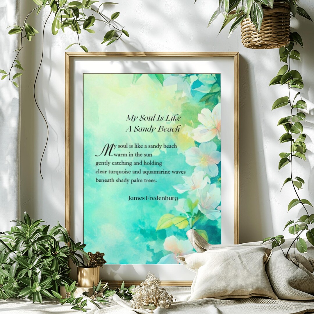 My Soul is Like A Sandy Beach | Elegant Poetry Art Print | Watercolor ...
