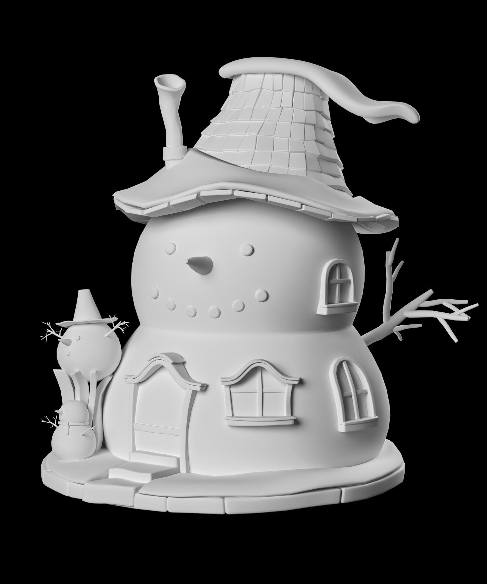 Snowman House 3D STL File: Detailed Design (digital Download) - Etsy