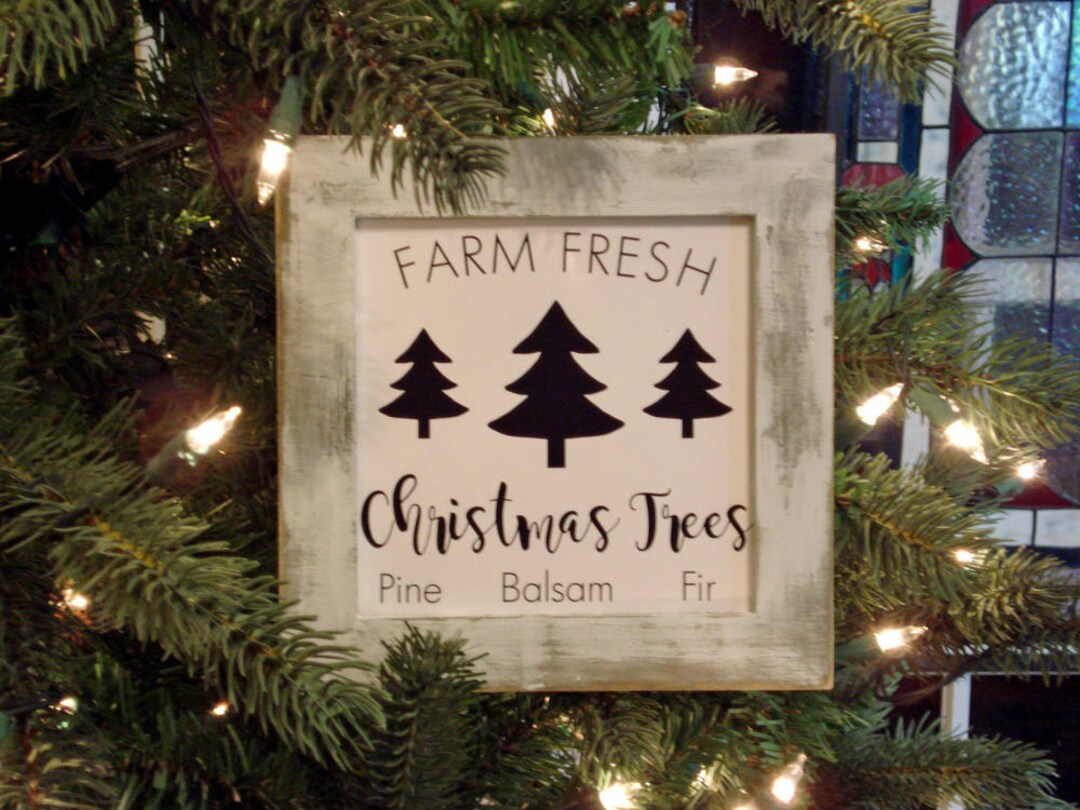 Mini Sign Farm Fresh Christmas Trees Wall Shelf or Wreath Farmhouse ...