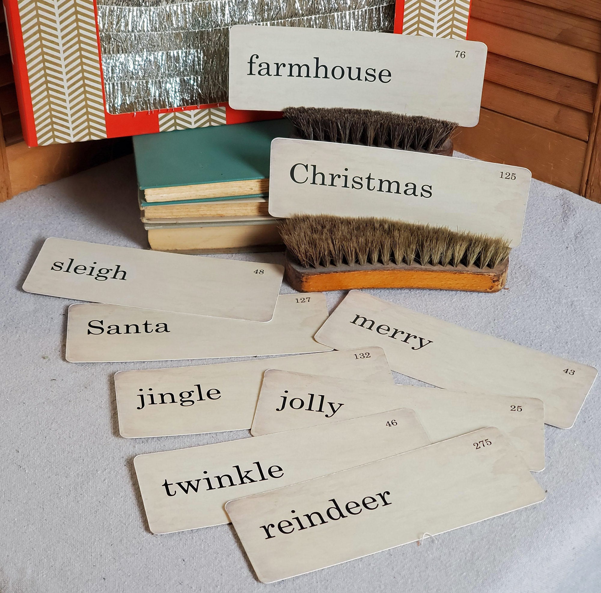 Christmas Flash Cards Distressed Vintage Style Set of 9 Large - Etsy