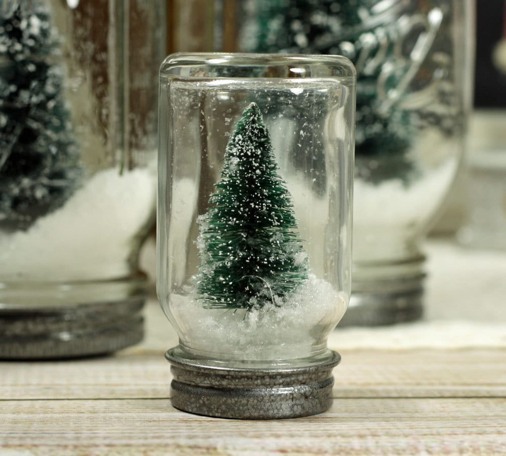 3 Ball Mason Jar Dry Snow Globe Bottlebrush Tree - Etsy