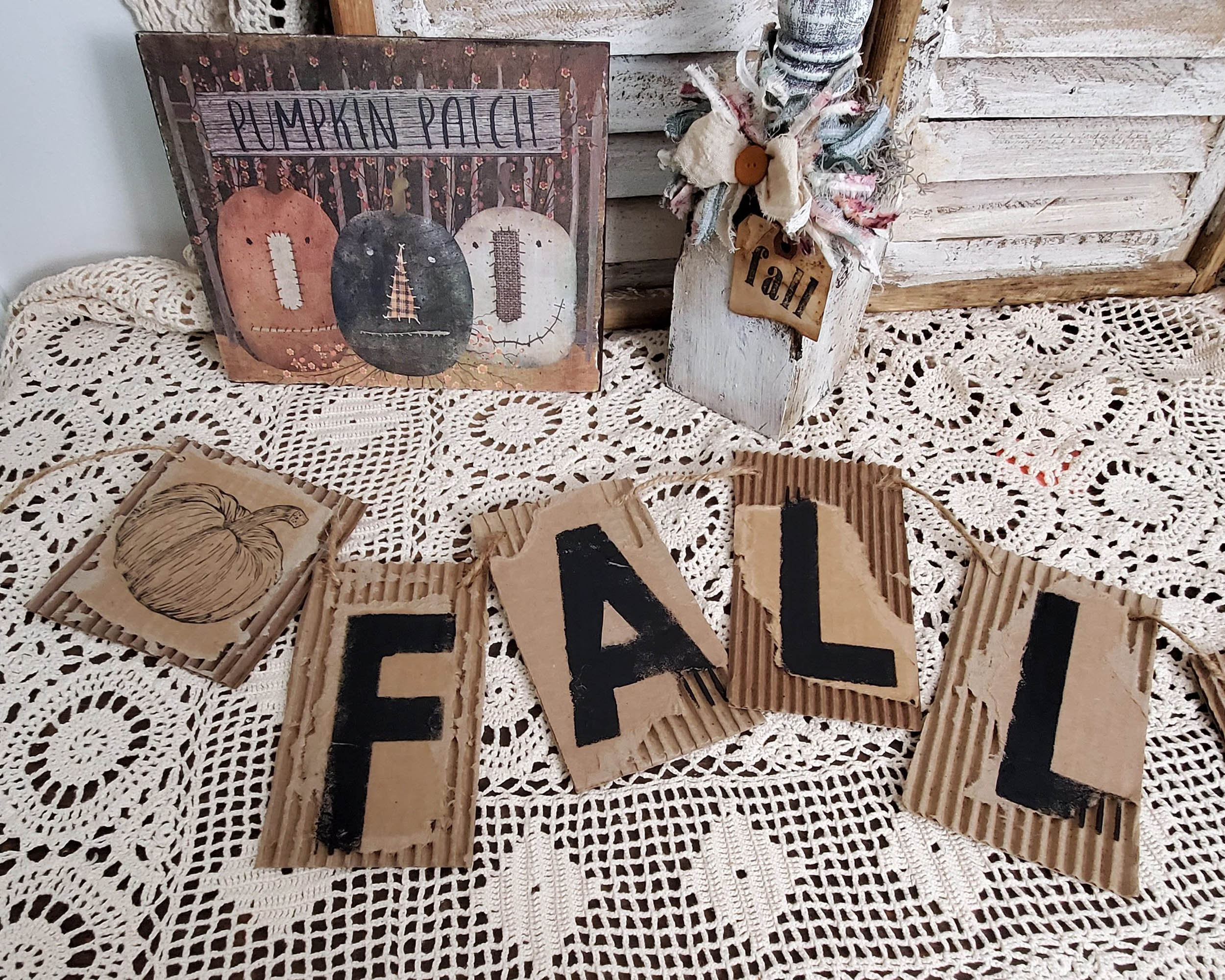 Upcycled Cardboard Fall Banner: Rustic Pumpkin Decor - Etsy